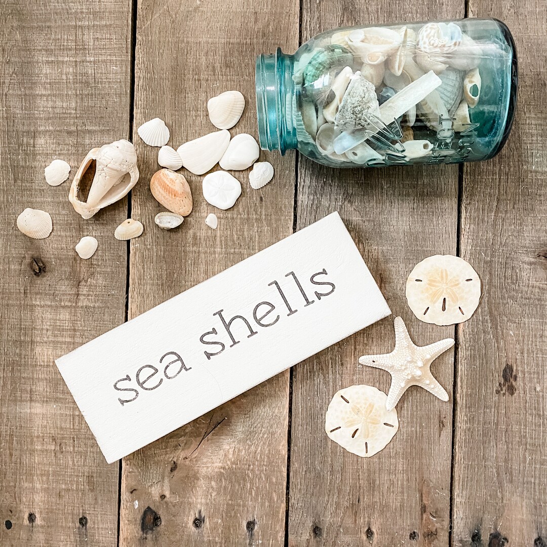 Sea Shells Sign, Beach House Home Decor, Wood Sign, Nautical Decor ...