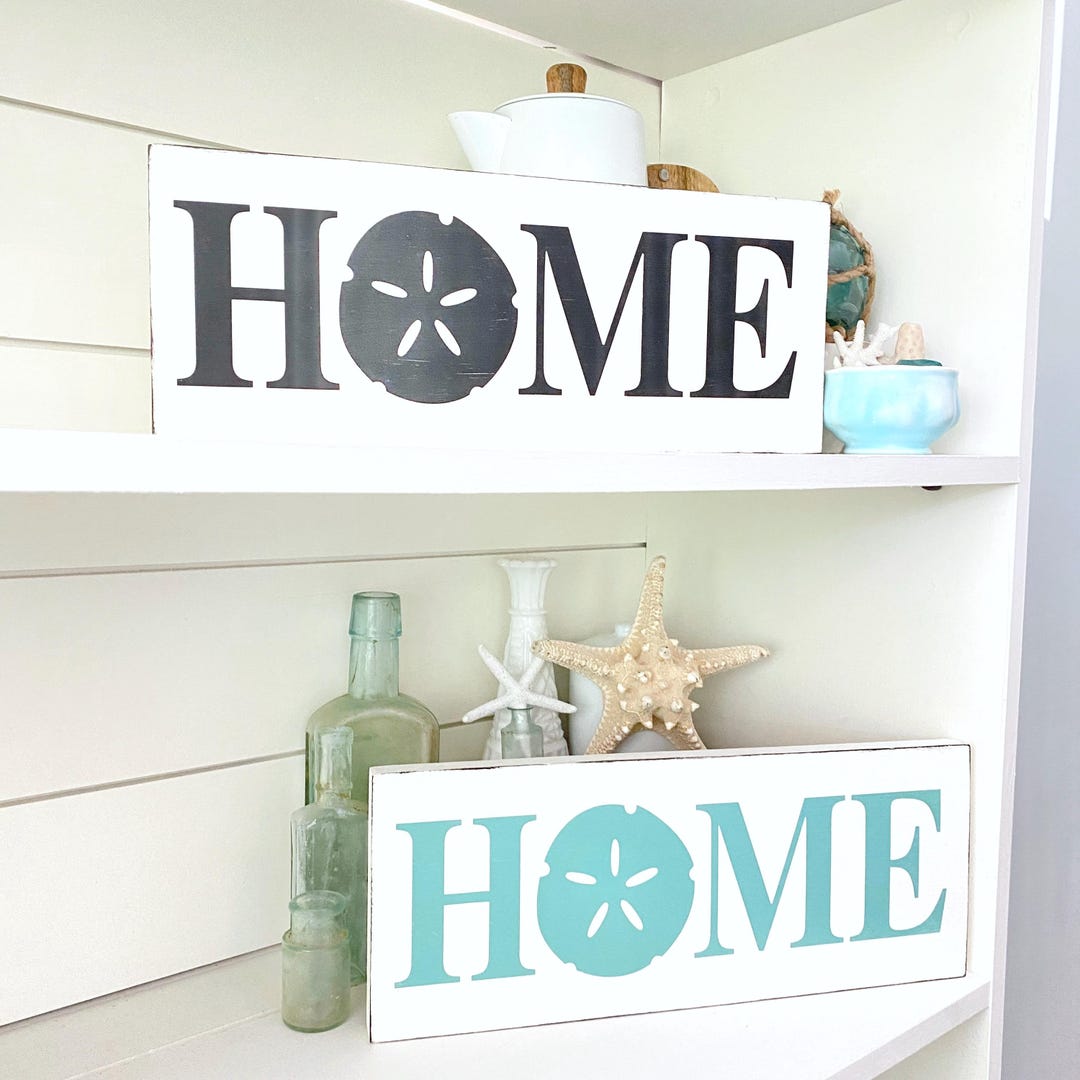 Home Sand Dollar Sign, Beach House Home Decor Coastal Wood Sign ...