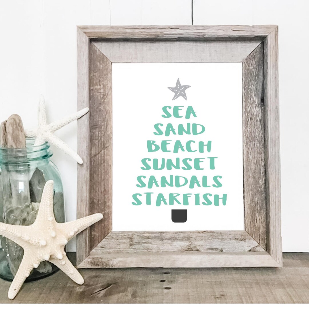 Printable- Beach Christmas Tree, Beach Print, Beach Art, Ocean Art ...