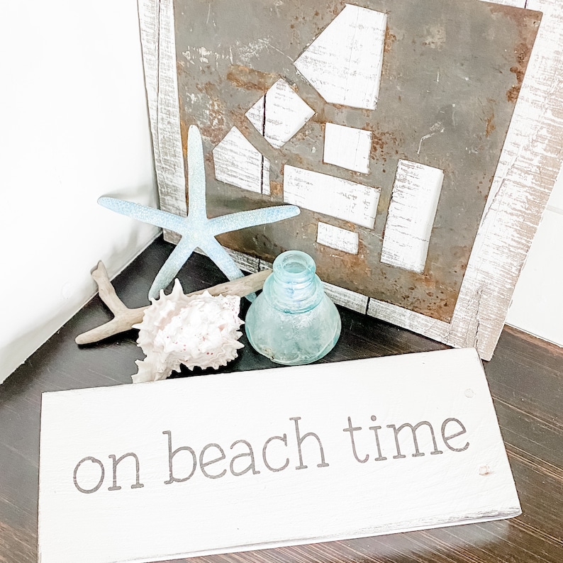 On Beach Time Sign, Beach House Home Decor, Coastal Grandmother ...