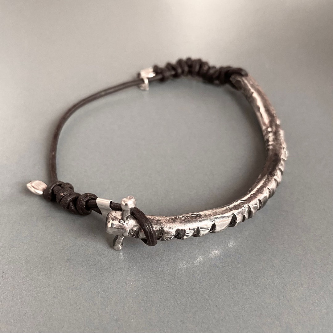 Clint Silver Bracelet for Men Handmade Jewelry Design Black - Etsy