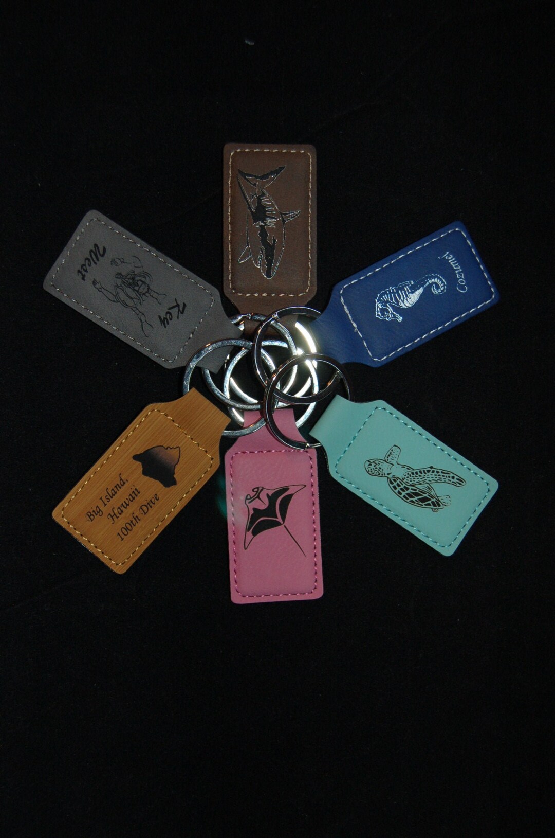 Personalized Scuba Diver Leatherette Key Rings. Custom Engraving. - Etsy