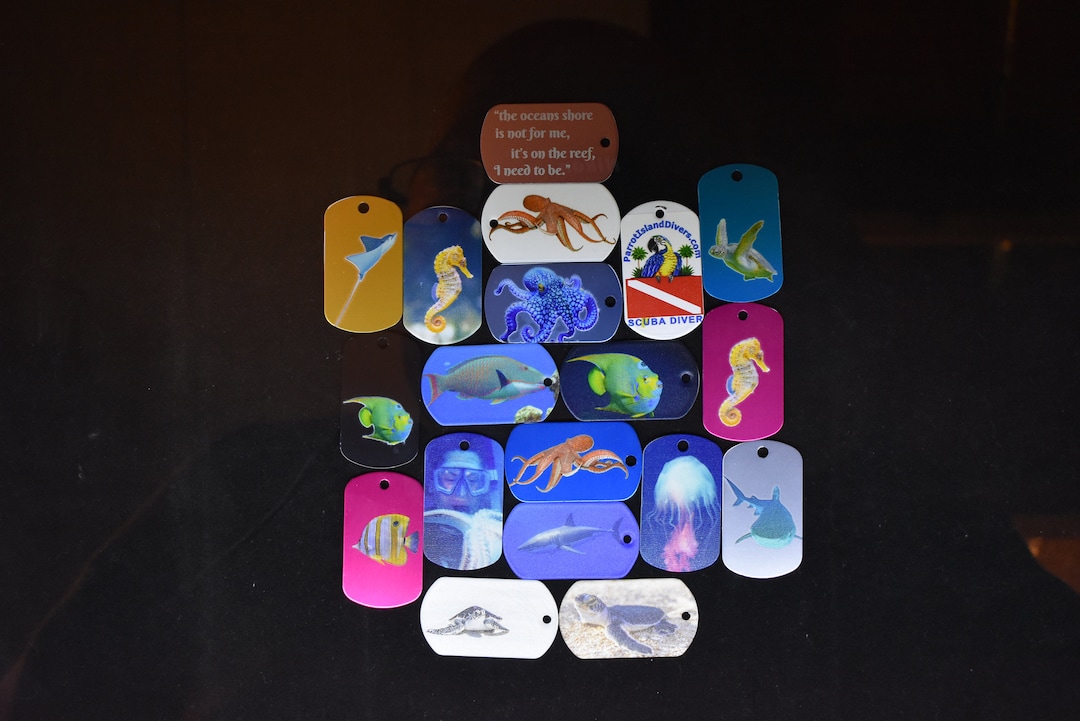 Scuba Diver UV Printed BCD Id Tags. Personalized Custom Engraved Scuba ...