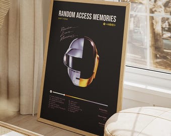 Daft Punk Random Access Memories Poster, Spotify Code Music Wall Print ...