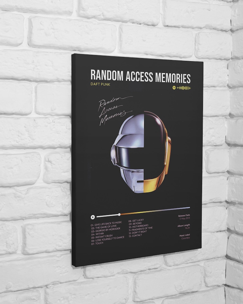 Daft Punk Random Access Memories Poster, Spotify Code Music Wall Print ...