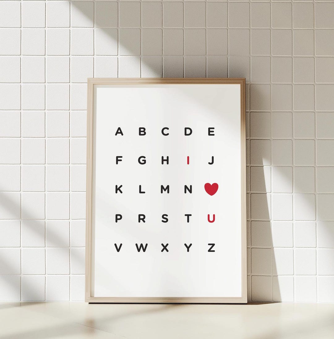 I Love You Alphabet Poster – Minimalist Printable Wall Art With Hidden ...