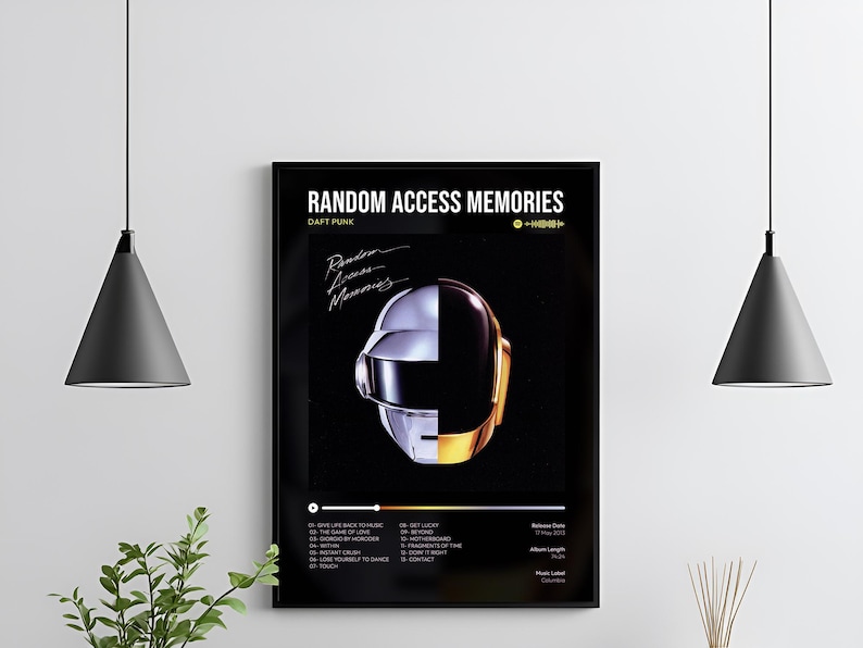 Daft Punk Random Access Memories Poster, Spotify Code Music Wall Print ...