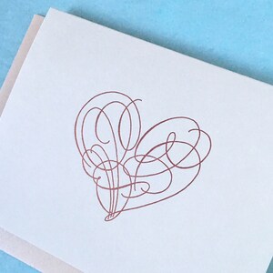 Rose Gold Calligraphy Heart Card Set (set of 4) - Etsy