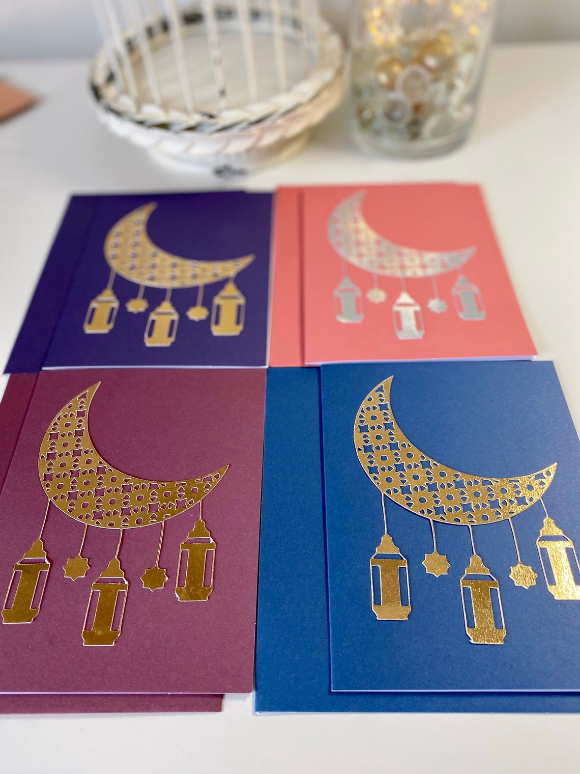 Set-of-4-luxury Eid and Ramadan Cards Ramadan Mubarak | Etsy