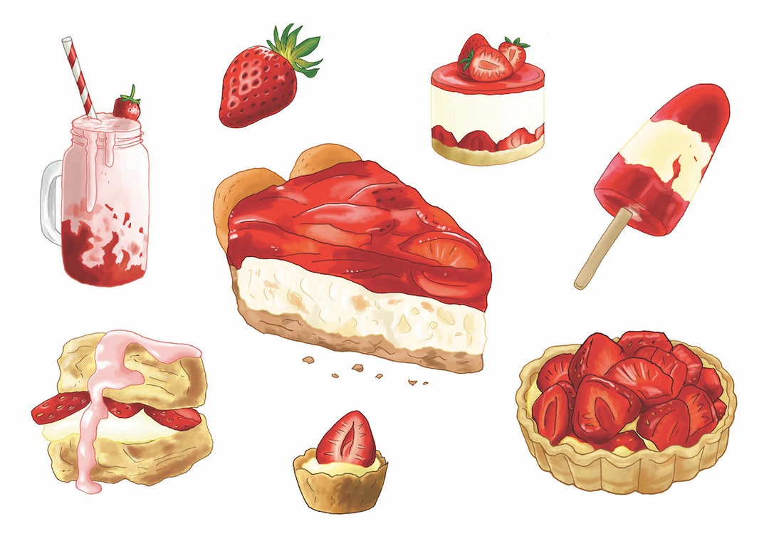 Strawberry Selection, A4 Print Food Illustration - Etsy