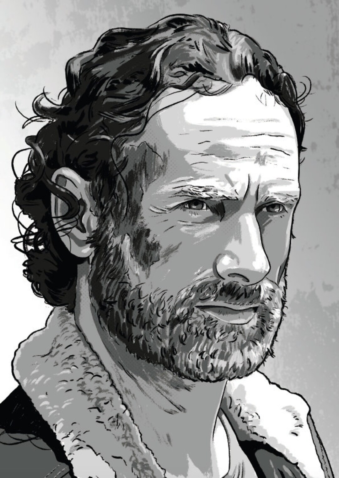 The Walking Dead, Rick Grimes, Film and TV Characters, A4 Print, Black ...