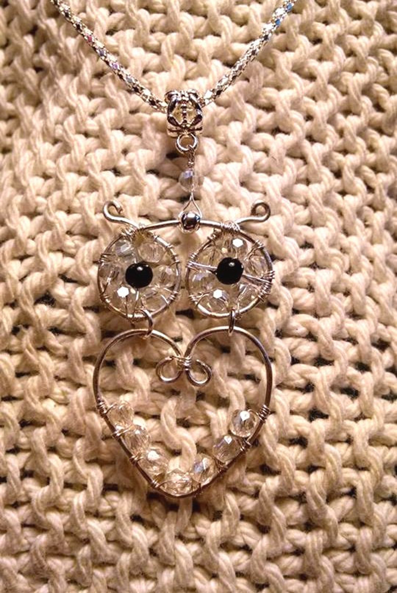 Handcrafted Wire Owl in Silver Plate With Czech Beads on | Etsy