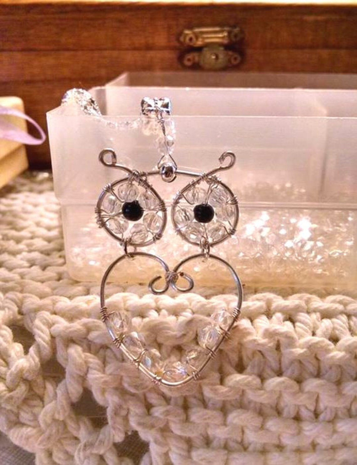 Handcrafted Wire Owl in Silver Plate With Czech Beads on | Etsy