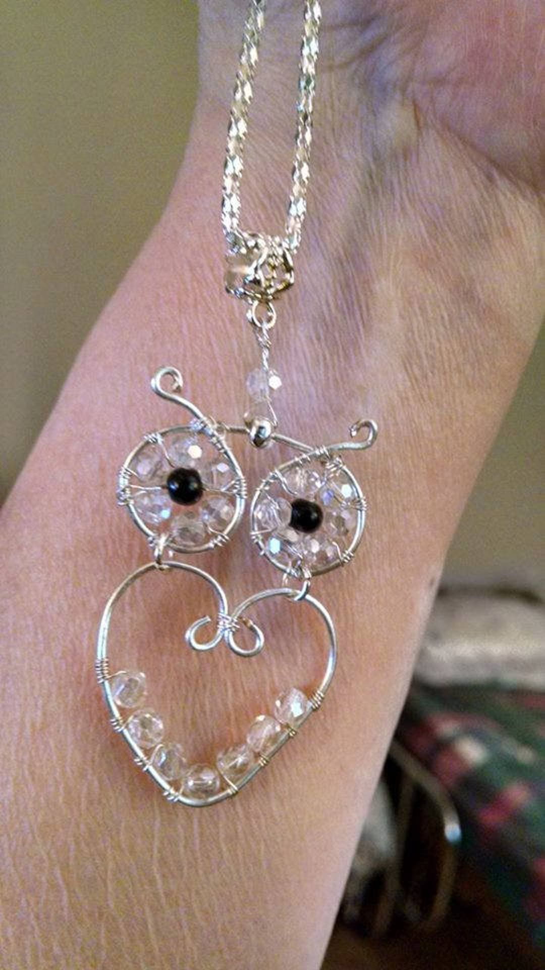 Handcrafted Wire Owl in Silver Plate With Czech Beads on - Etsy