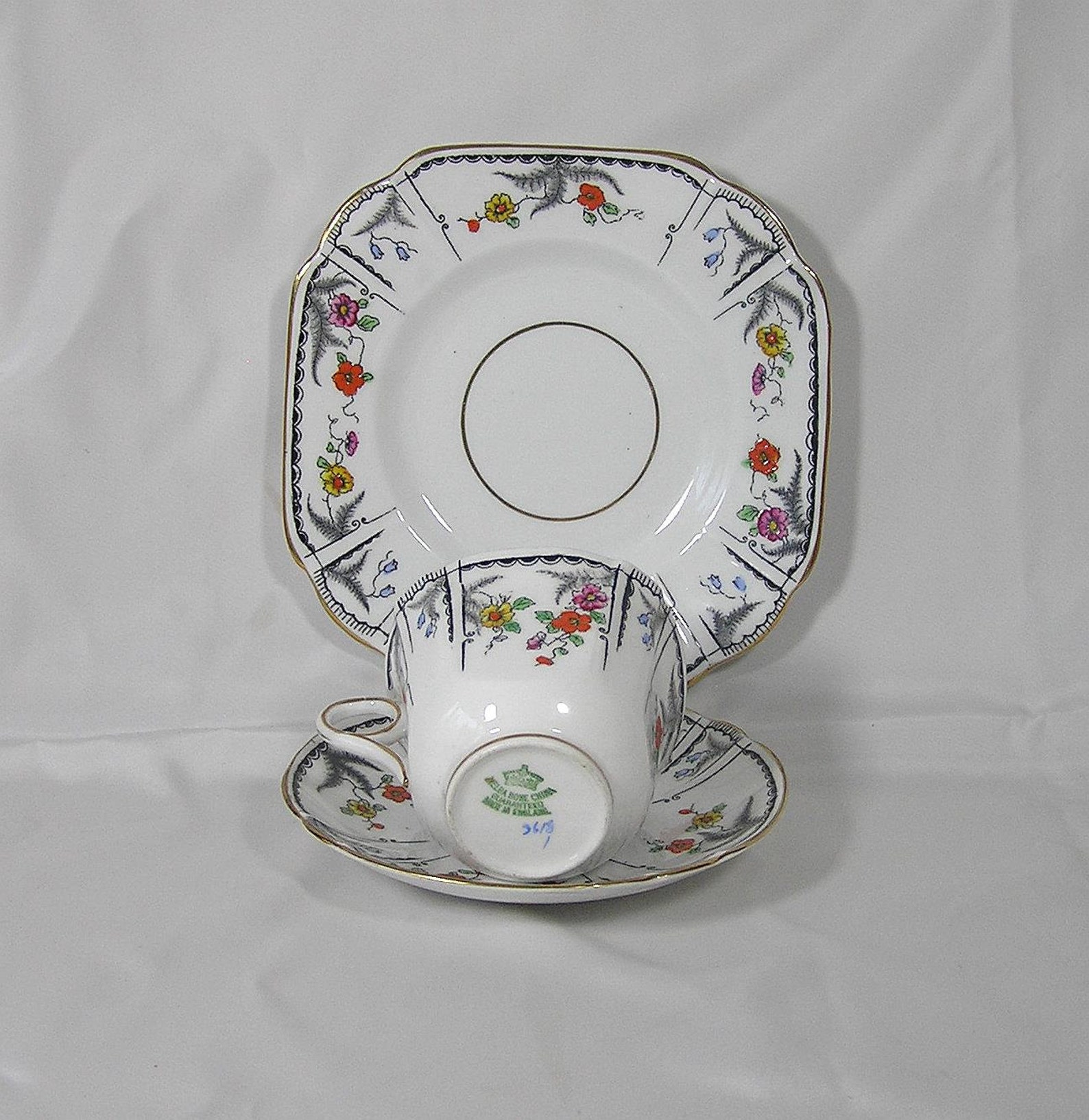 Melba Bone China Art Deco Tea Cup Saucer and Side Plate Made - Etsy