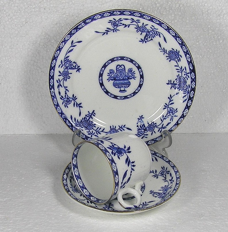 Antique Blue and White Delph Pattern Trio Rare - Etsy UK