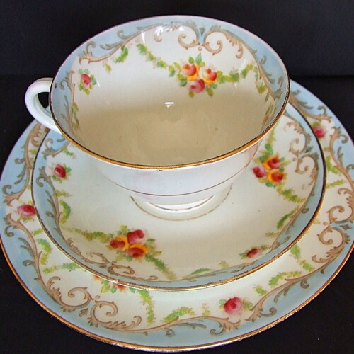 Melba Bone China Art Deco Tea Cup Saucer and Side Plate Made - Etsy