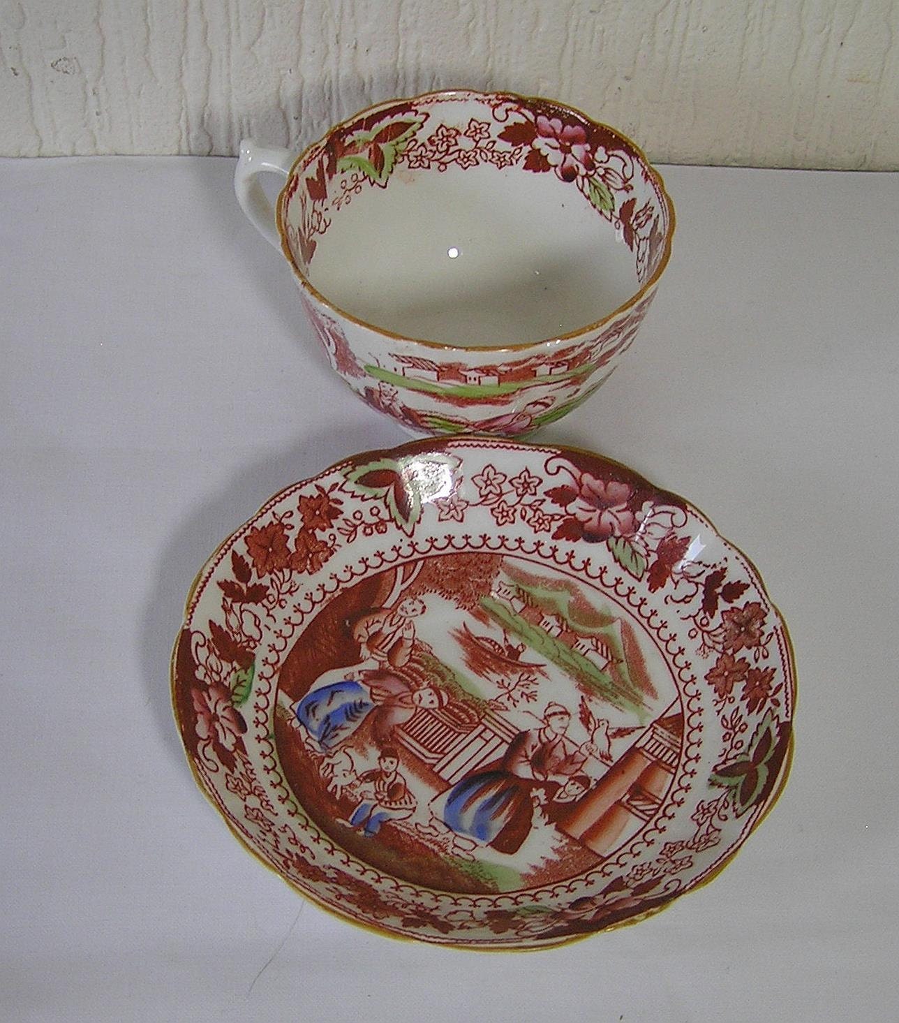 Antique Fine Bone China Famille Rose Hand Painted Cup and - Etsy