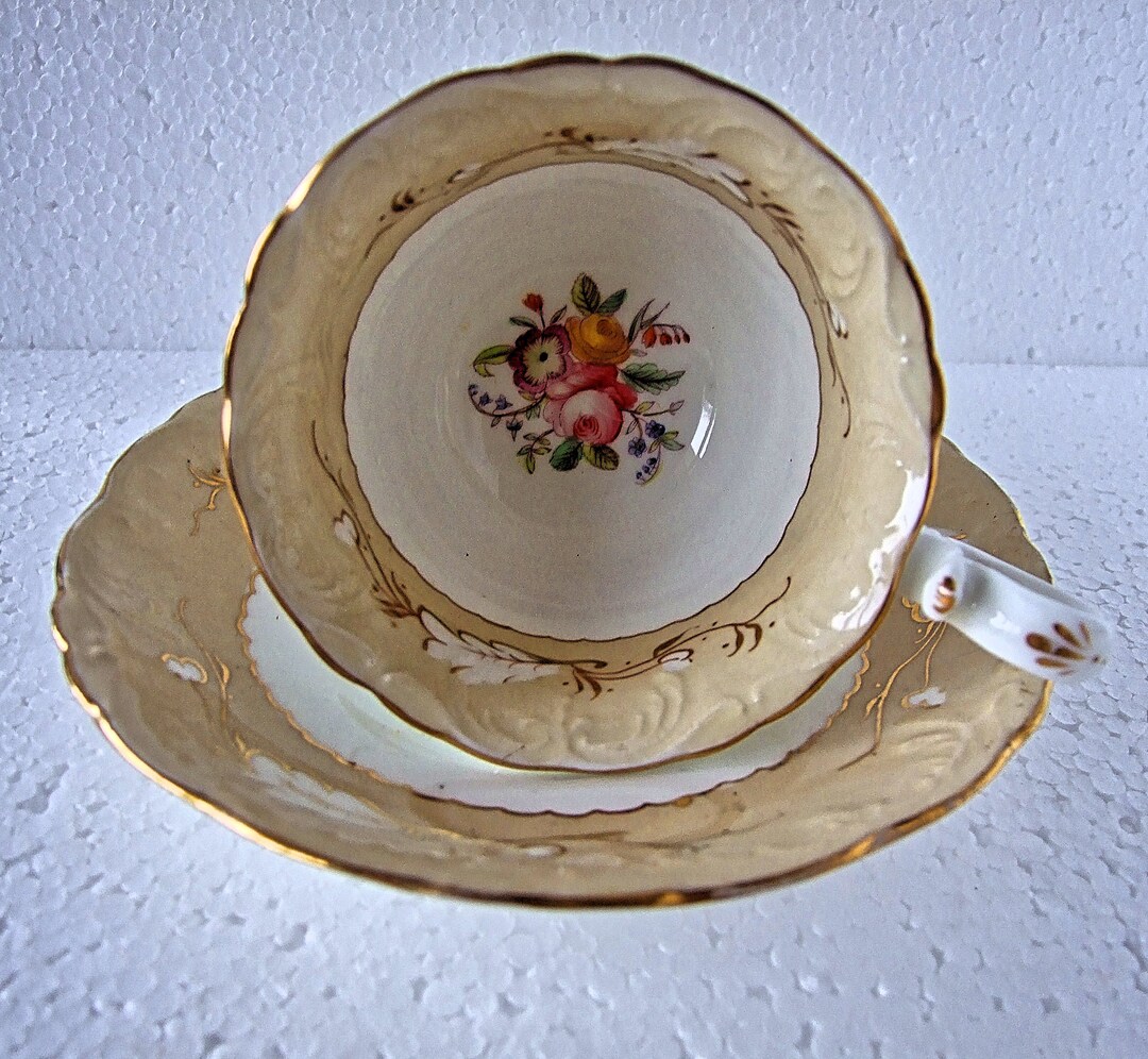 Victorian Antique Rockingham Style Hand Painted Porcelain Footed Cup ...