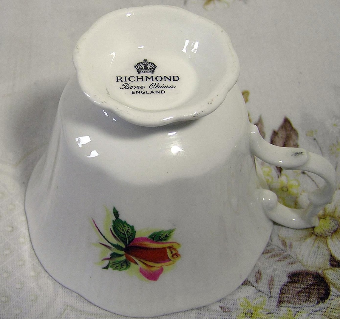 Vintage Bone China Rose Pattern Tea Trio Set From Richmond China Made ...