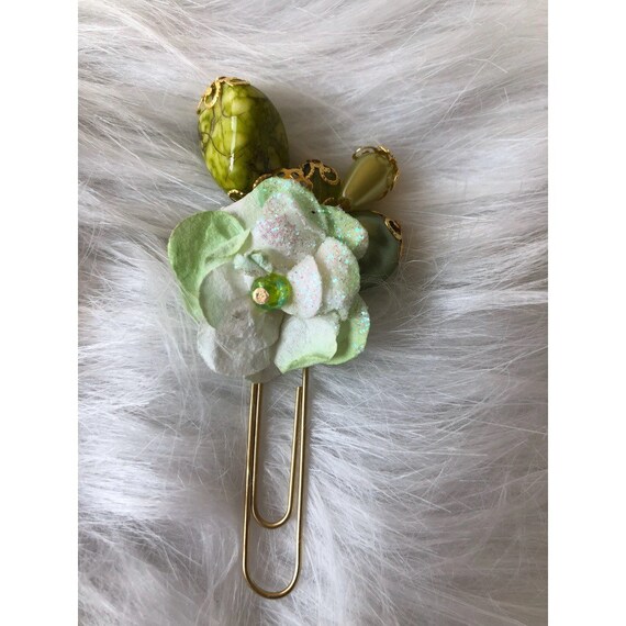 Paperclip Rose White/green. Gold Hardware Paperclip With - Etsy