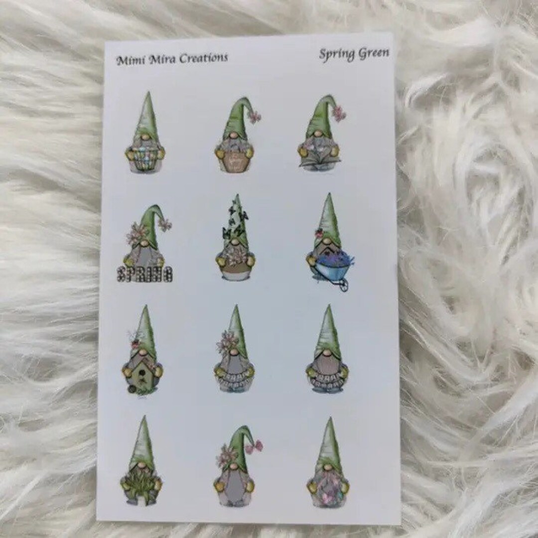 Character Stickers Gnomes Spring Green/ Gnomes/birthday Boy/birthday ...