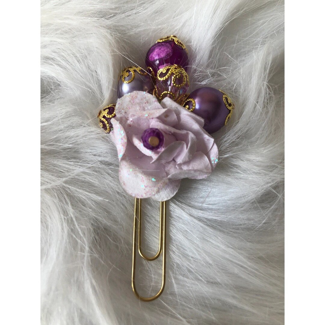 Paperclip Rose Lilac -. Gold Hardware - Paperclip With Beads - Etsy