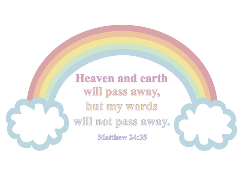 Christian Nursery Printable Art Rainbow Biblical Bible Verse Digital ...