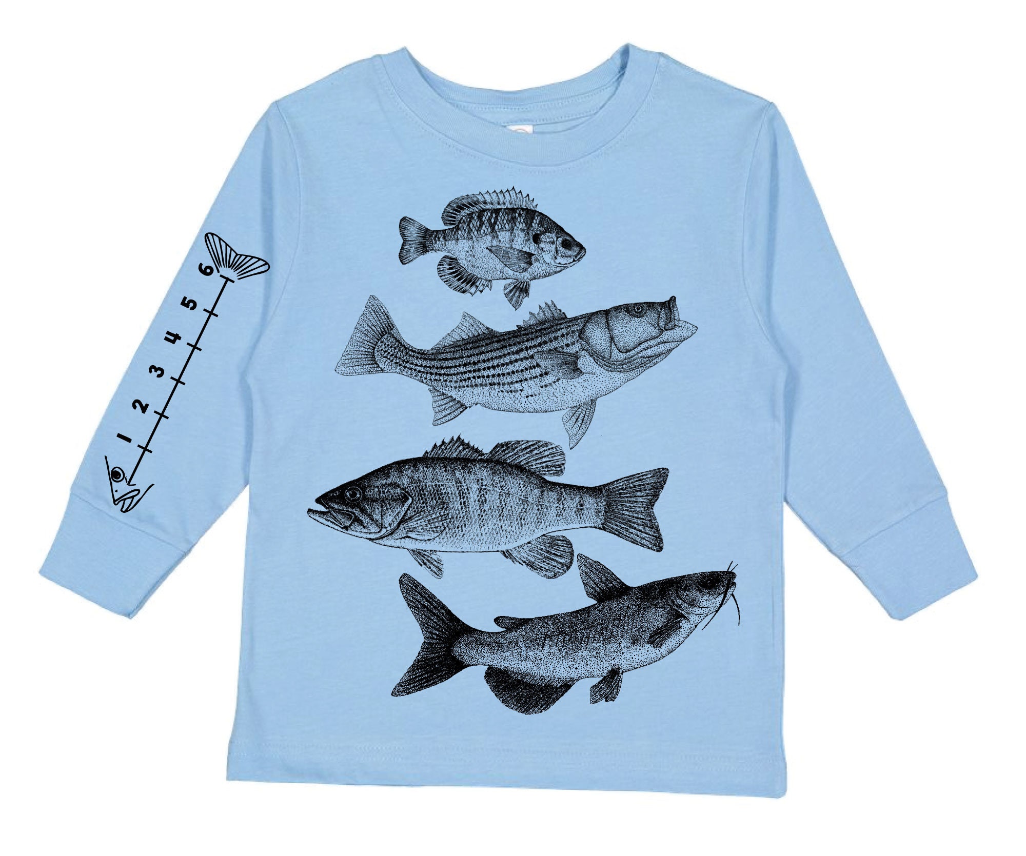 Toddler Fishing Shirt With Ruler to Measure Fish- Kids Long Sleeve Tee ...