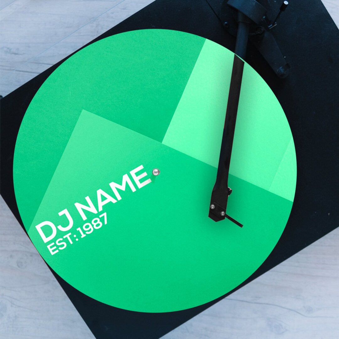 Personalized Green Multi DJ Slipmats / Turntable Slip Mats - Technics ...