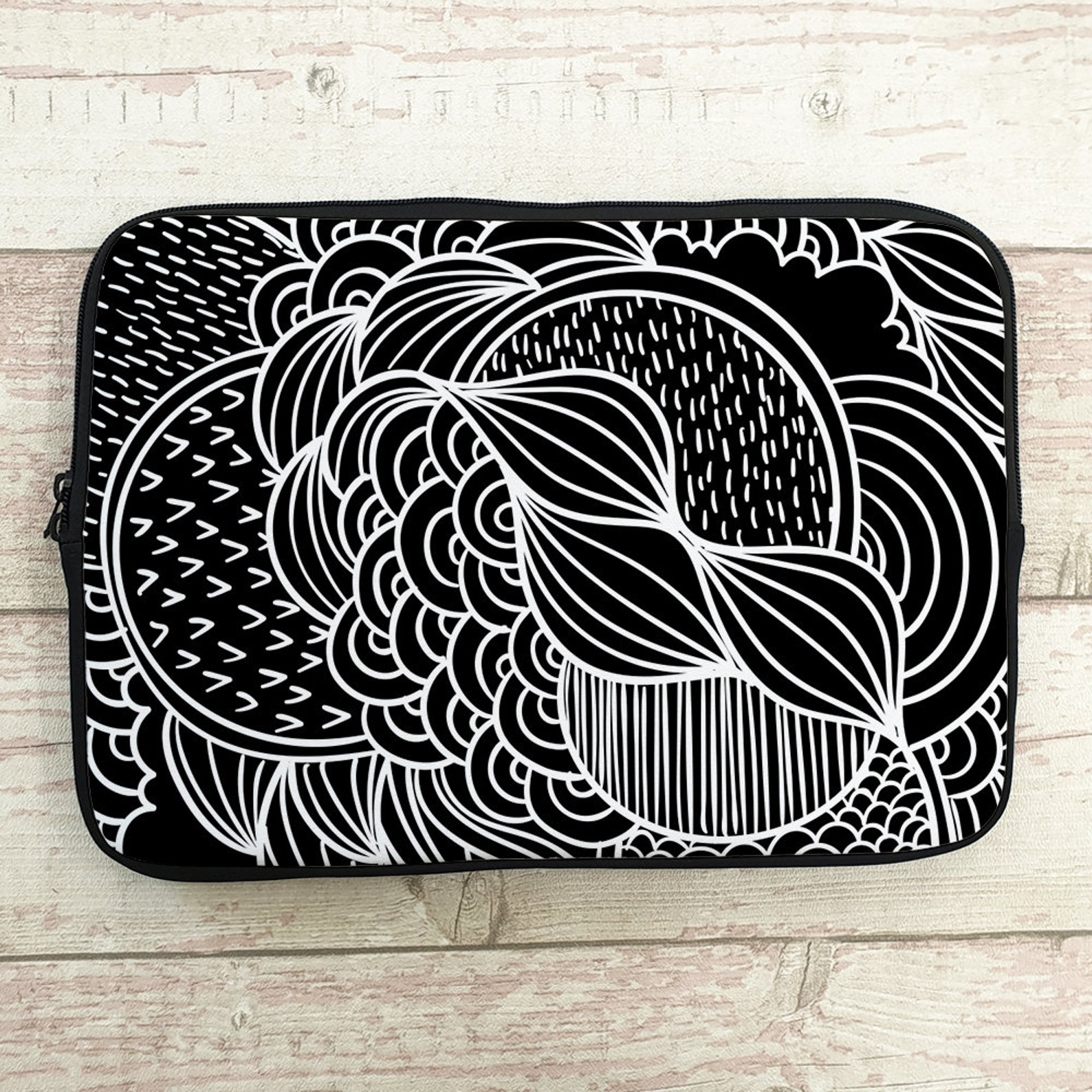 Black Pattern Fancy Laptop Sleeve Laptop Case Laptop Sleeve | Etsy