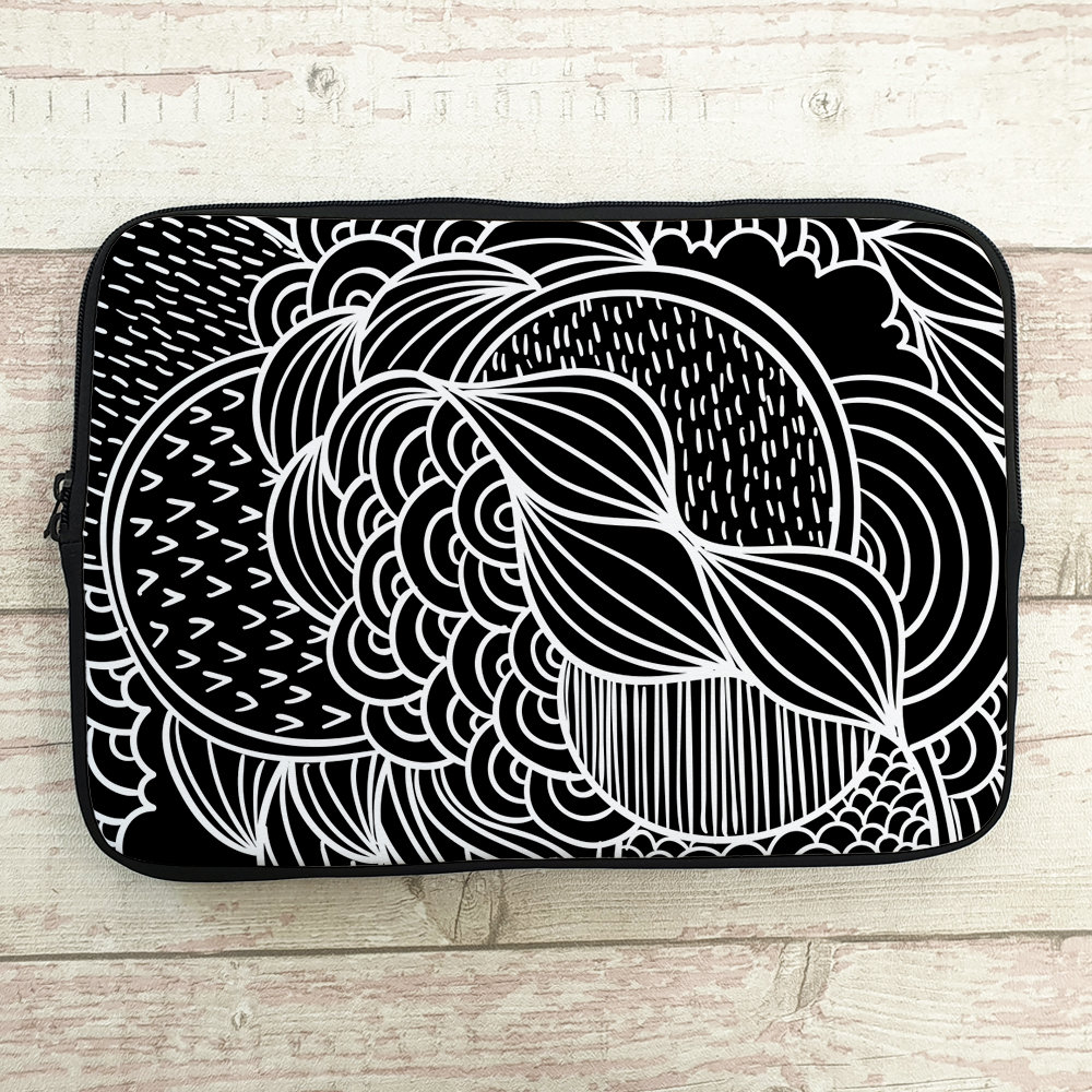 Black Pattern Fancy Laptop Sleeve laptop case laptop sleeve | Etsy