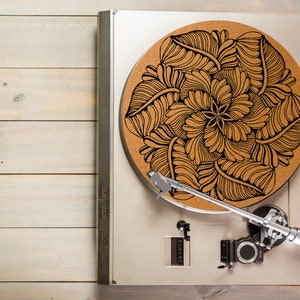 Leaf Mandala Turntable Slipmat - Cork Turntable Mat - DJ Slip Mat - Etsy