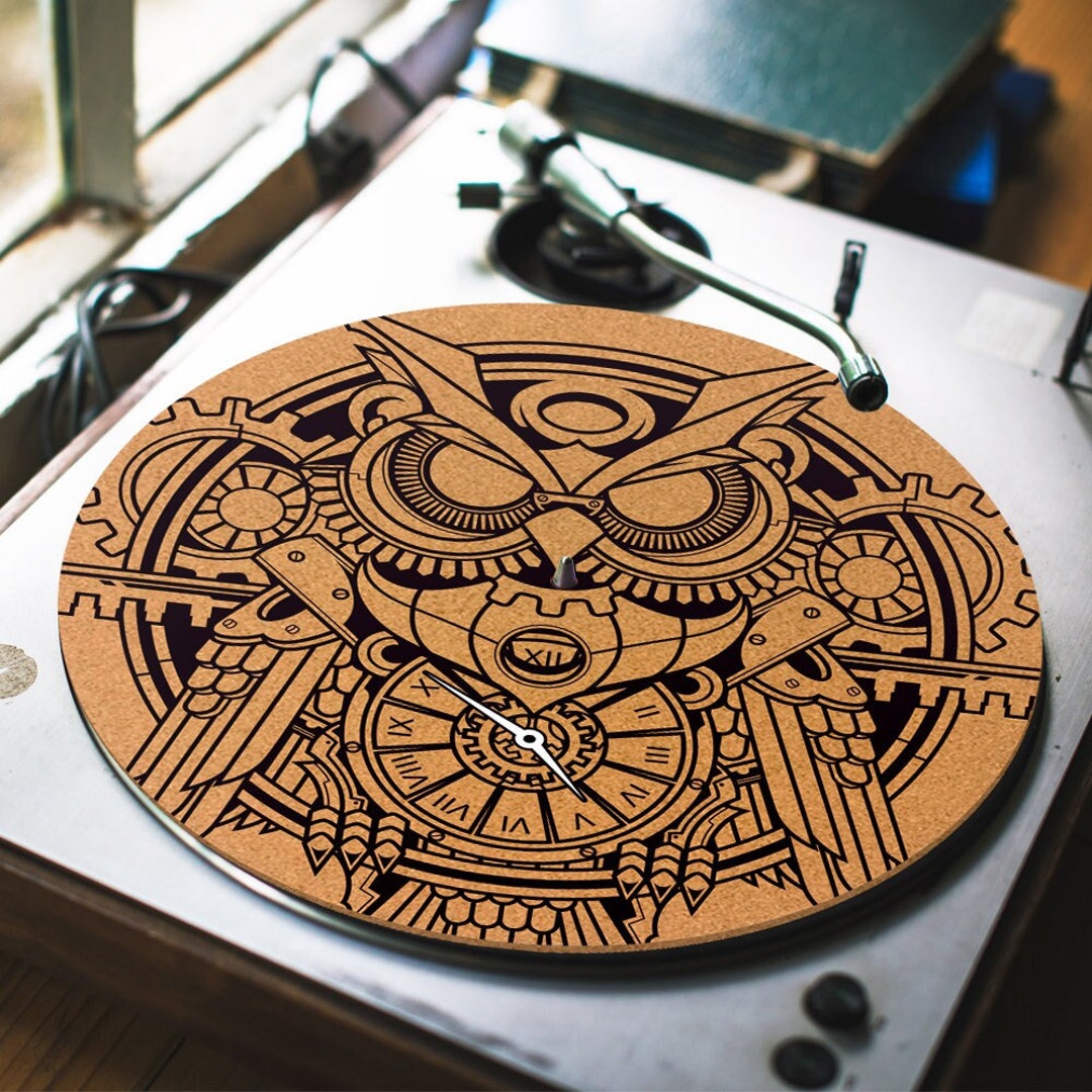 Steampunk Owl Turntable Slipmat - Cork Turntable Mat - DJ Slip Mats - Etsy