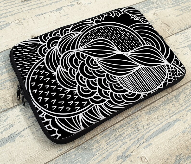 Black Pattern Fancy Laptop Sleeve Laptop Case Laptop Sleeve - Etsy