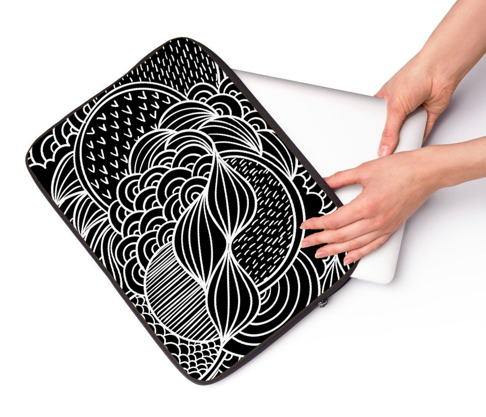 Black Pattern Fancy Laptop Sleeve Laptop Case Laptop Sleeve | Etsy