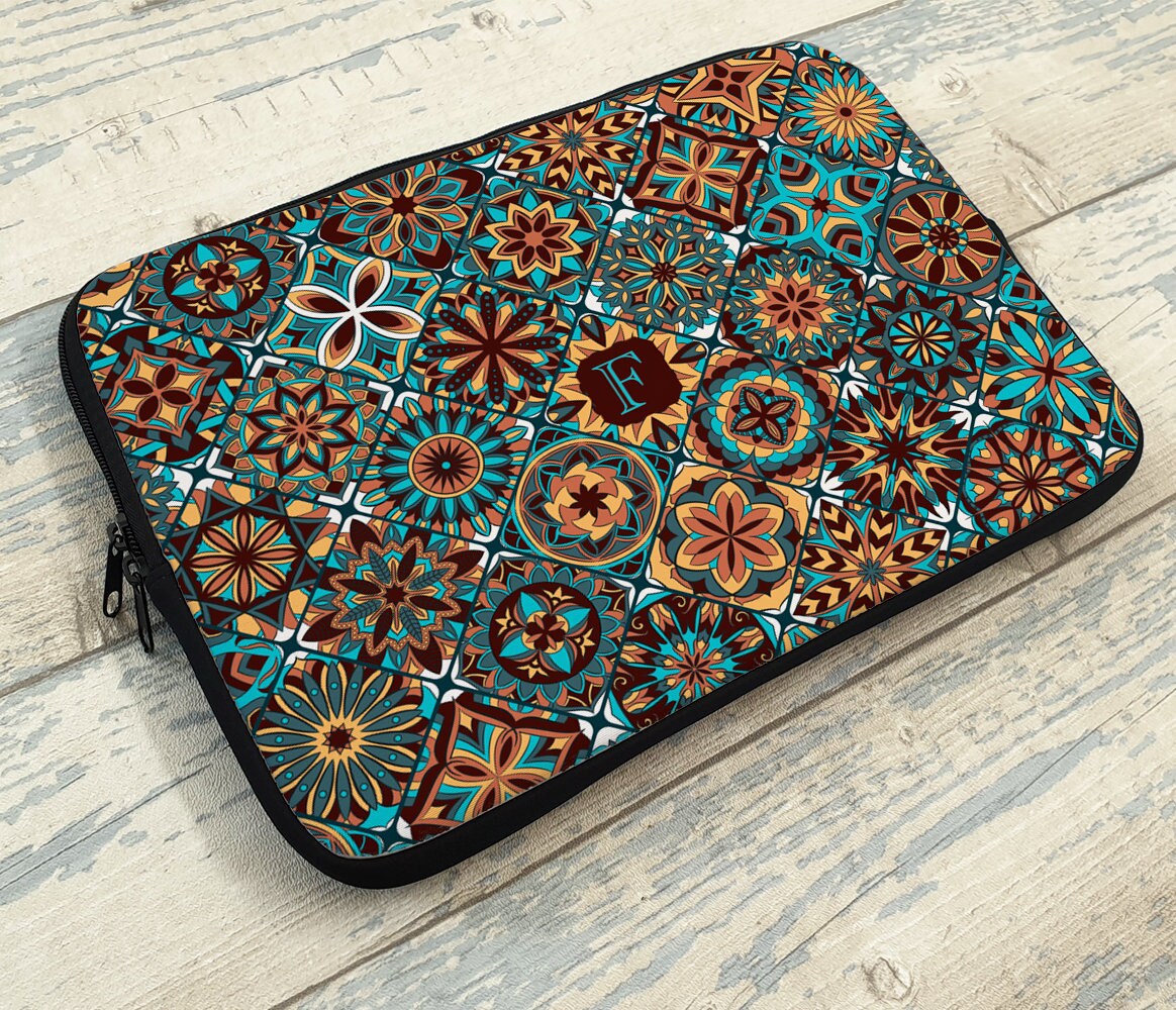 Ethnic Mandala Monogram Personalized Laptop Sleeve, Mustard Laptop Case ...