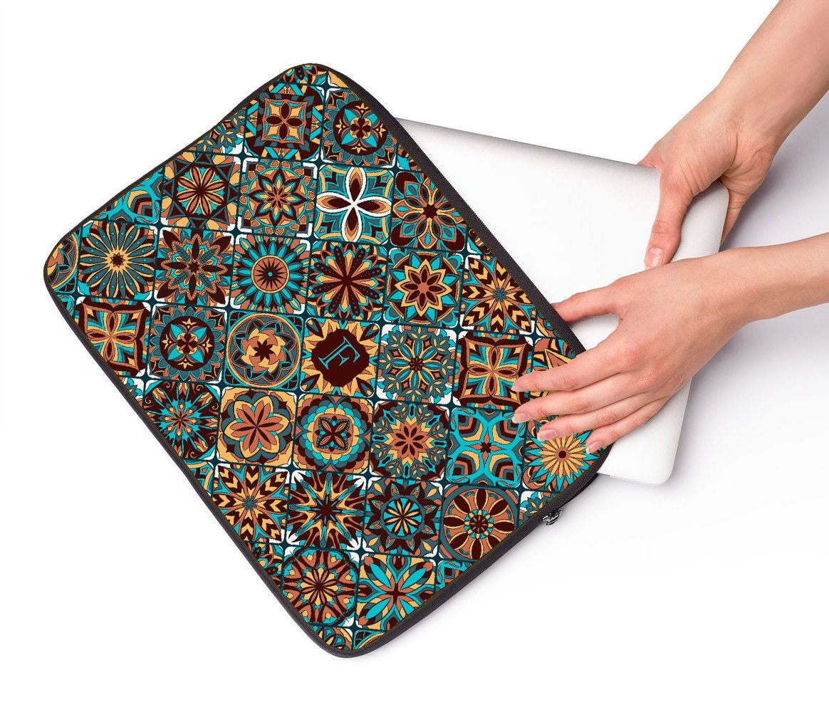 Ethnic Mandala Monogram Personalized Laptop Sleeve, Mustard Laptop Case ...