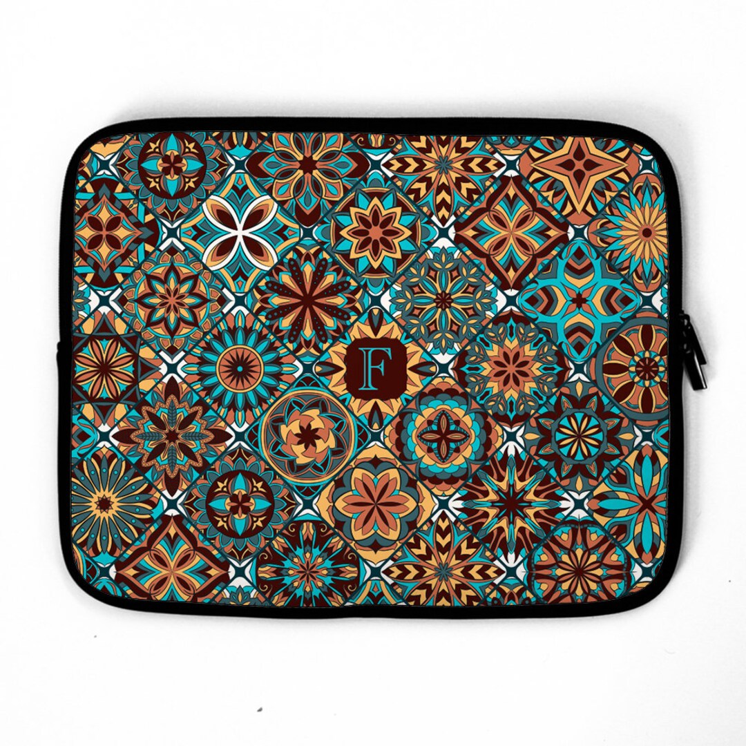 Ethnic Mandala Monogram Personalized Laptop Sleeve, Mustard Laptop Case ...