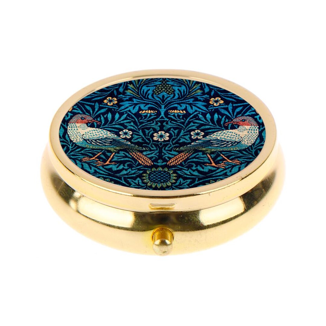 Pill Box Birds Art Nouveau Pill Container Pocket Medicine Pill Box ...
