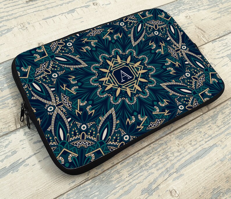 Dark Mandala Monogram Personalized Laptop Sleeve Mustard - Etsy