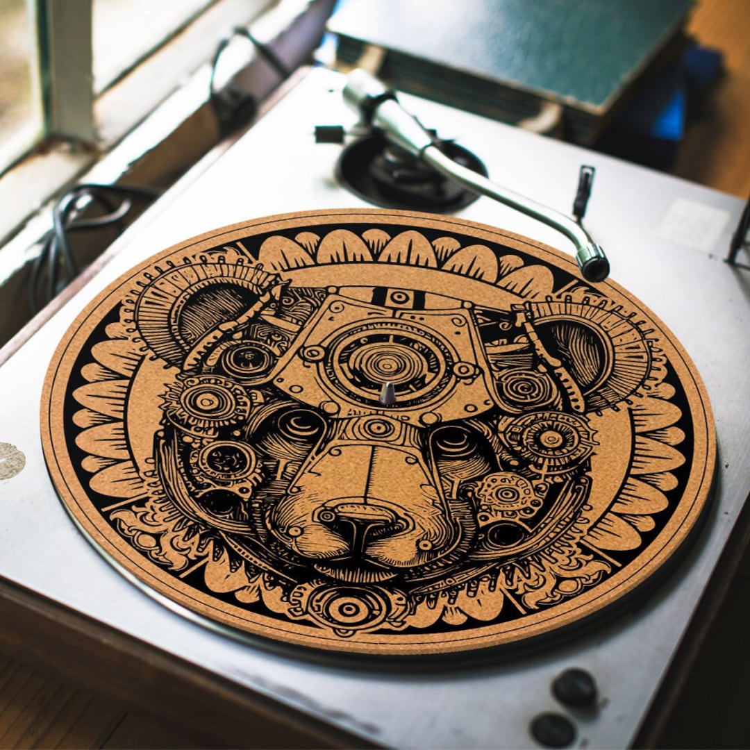 Steampunk Bear Turntable Slipmat - Cork Turntable Mat - DJ Slip Mats - Etsy