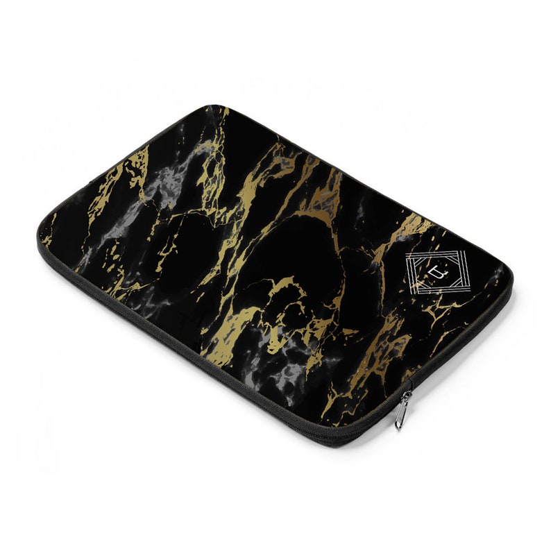 Black & Gold Monogram Personalized Laptop Sleeve Laptop Case - Etsy