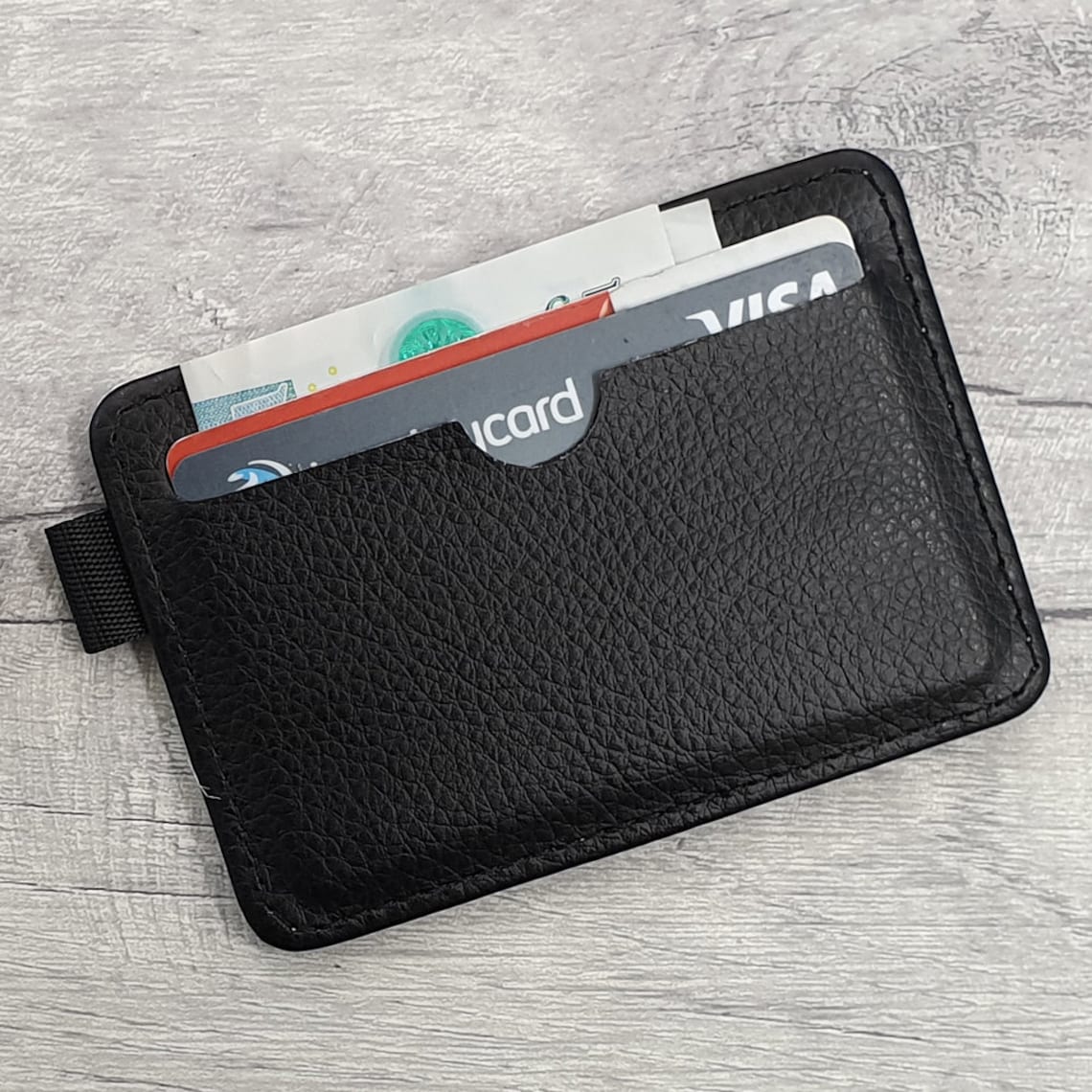 Slim Leather Card Holder Personalized Photo Wallet | Etsy