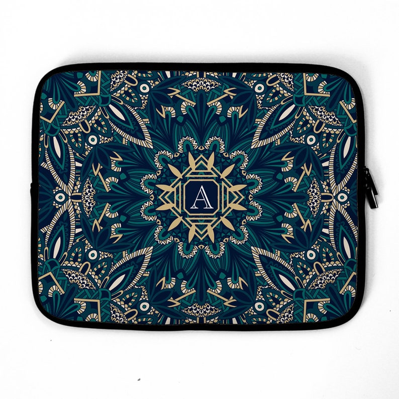Dark Mandala Monogram Personalized Laptop Sleeve Mustard - Etsy