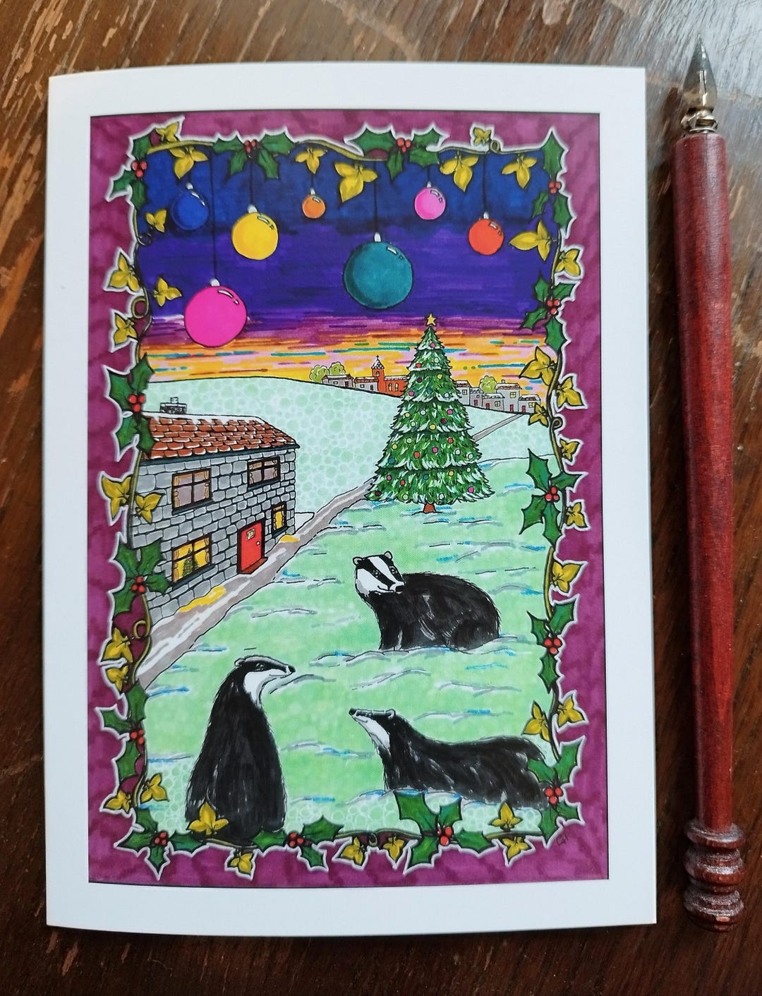 Happy Badgers Christmas - Blank Inside, Printed, Festive, Holidays, - Etsy
