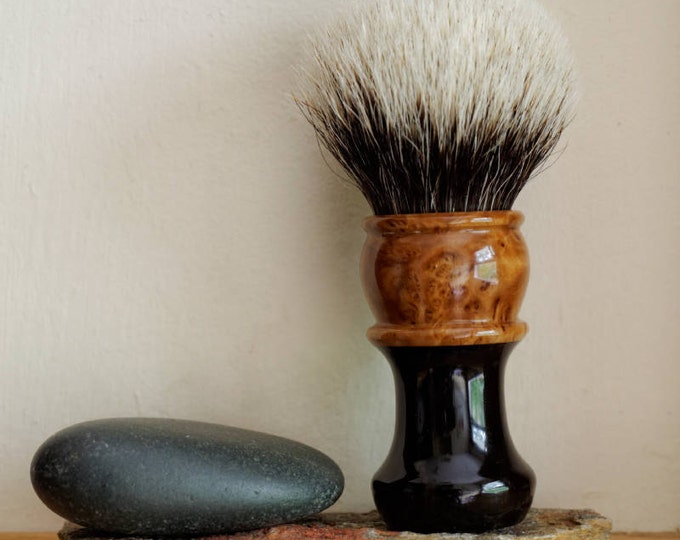 Exotic Wood Shaving Brush Hand-made With Water Proofed Ebony and Grey ...