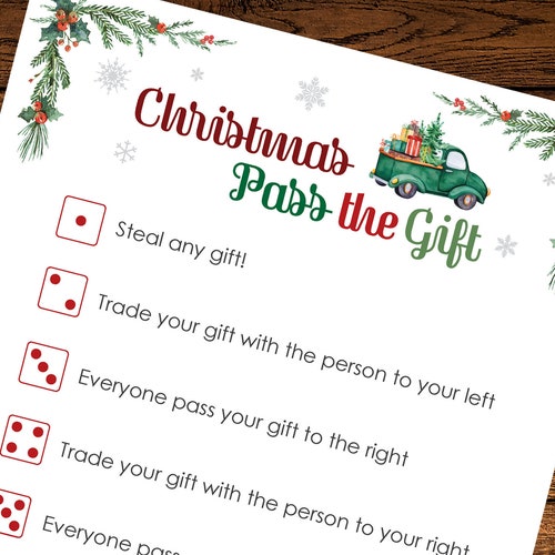 Christmas Pass the Gift Game Printable Christmas Games - Etsy