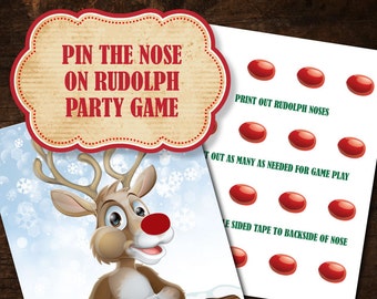 Instant Download. "pin the NOSE on Rudolph" Game Set for a Holiday ...