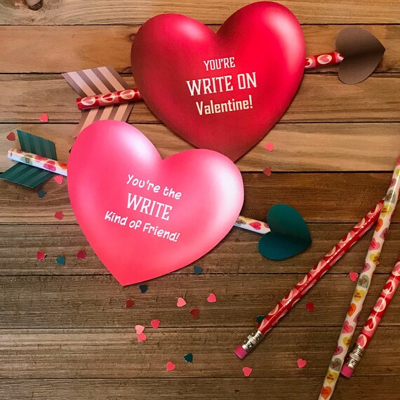 Valentine Printable Pencil Hearts You're Write on - Etsy